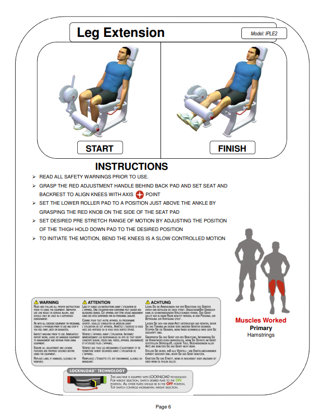 Nautilus Inspiration Owner's Manual - Leg Extension IPLE2