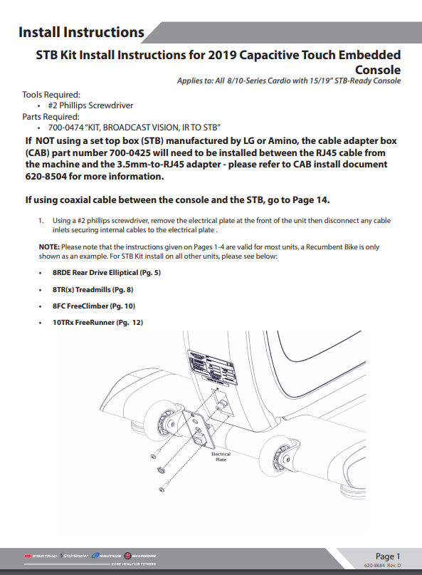 STB Kit Install Instructions for 2019 Capacitive Touch Embedded Console