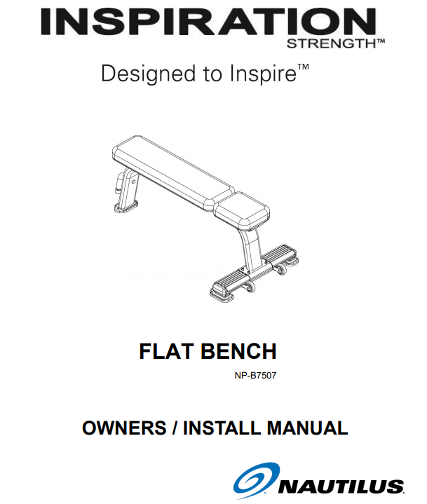 Inspiration Flat Bench Owner's Manual