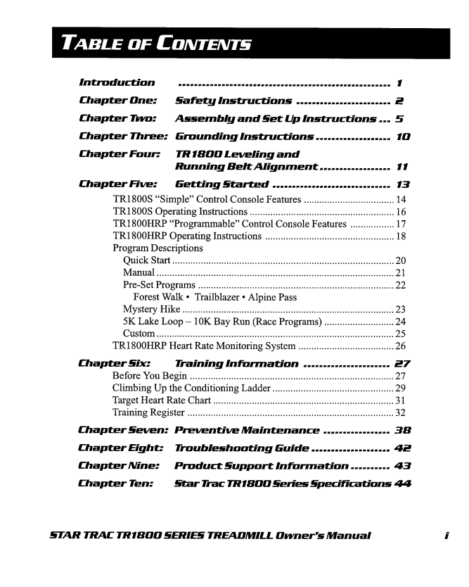 Owner's Manual (TR1800)