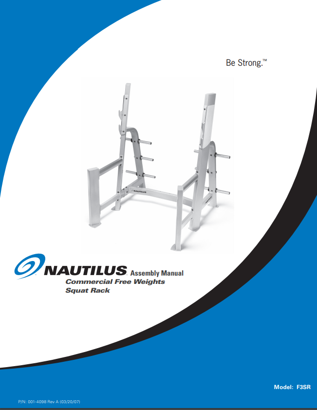 Nautilus Squat Rack F3SR Assembly Manual