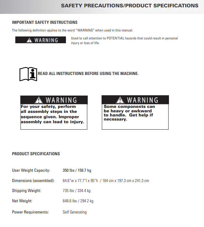 Nautilus Power Rack Owner's Manual