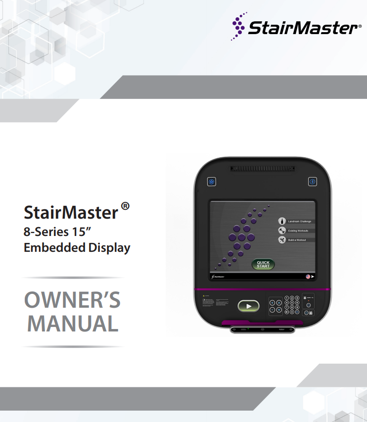 StairMaster 8-Series 15" Embedded Display Owner's Manual