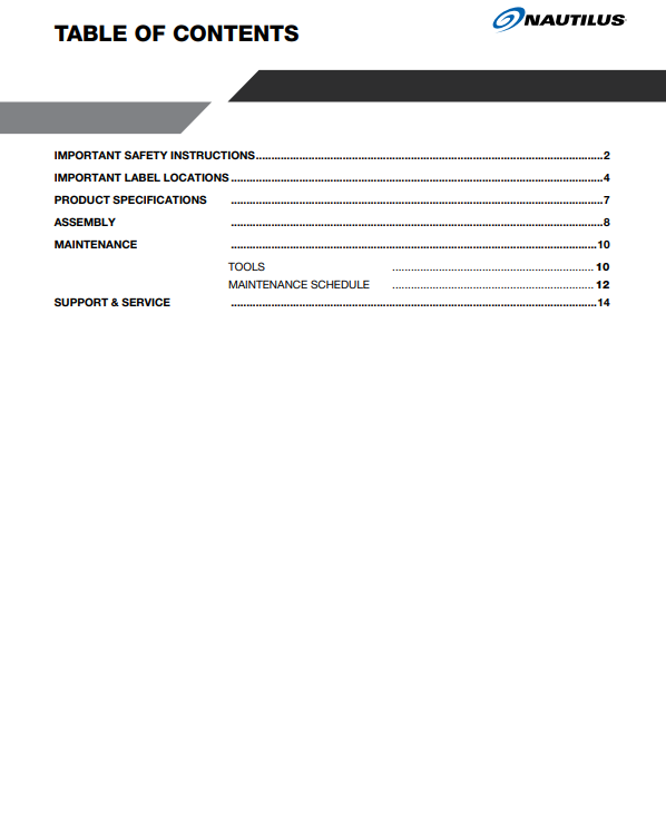 Nautilus Human Sport Total Leg Owner's Manual